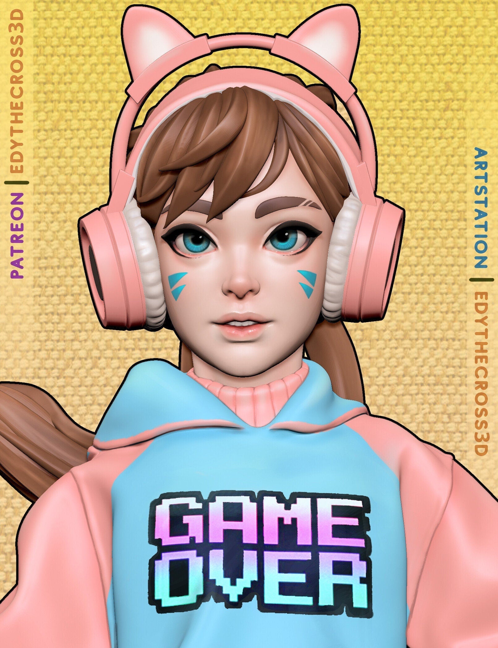 Gamer Girl / Videojuego Jugadora Mujer Chica - Amazing 3D